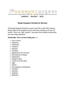 Simple-Symptom-Checklist-for-Burnout | The Burnout Queens